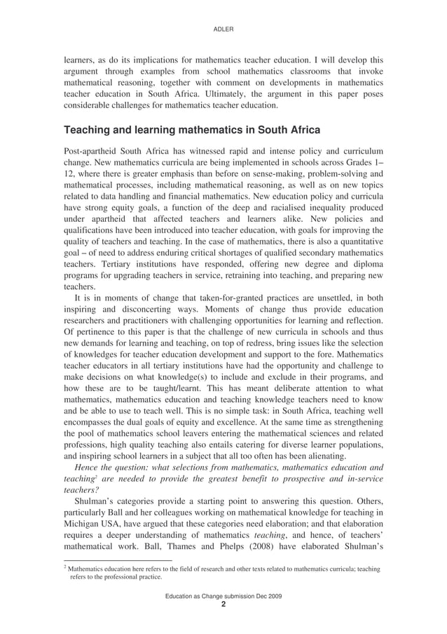 Mathematics for Teaching Matters | PDF