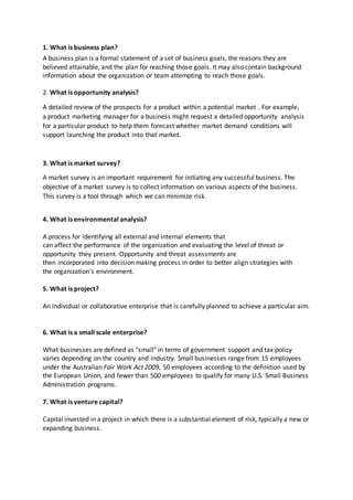 Entrepreneurship short question and answer | DOCX