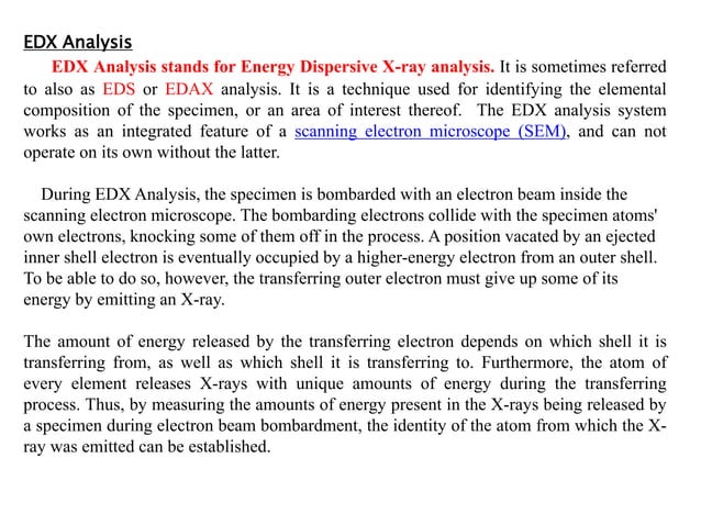 EDAX -Energy Dispersive X-ray analysis | PPTX | Physics | Science