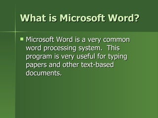 Basics of Microsoft Word | PPT