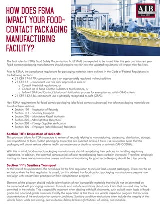 FSMA Impacts Packaging | PDF | Recalls | Consumer Issues
