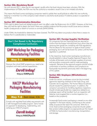 FSMA Impacts Packaging | PDF | Recalls | Consumer Issues