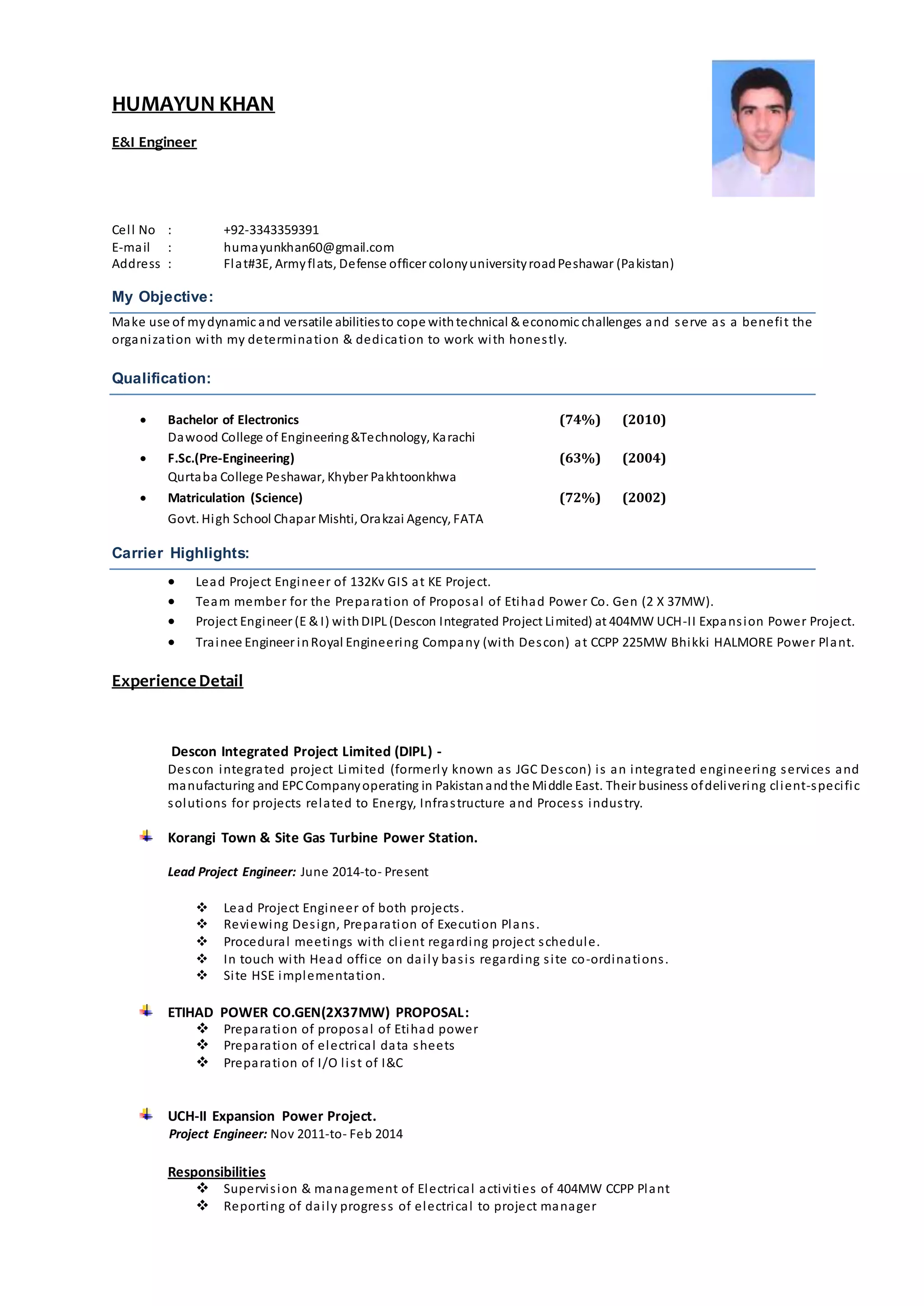 humayun khan CV | PDF