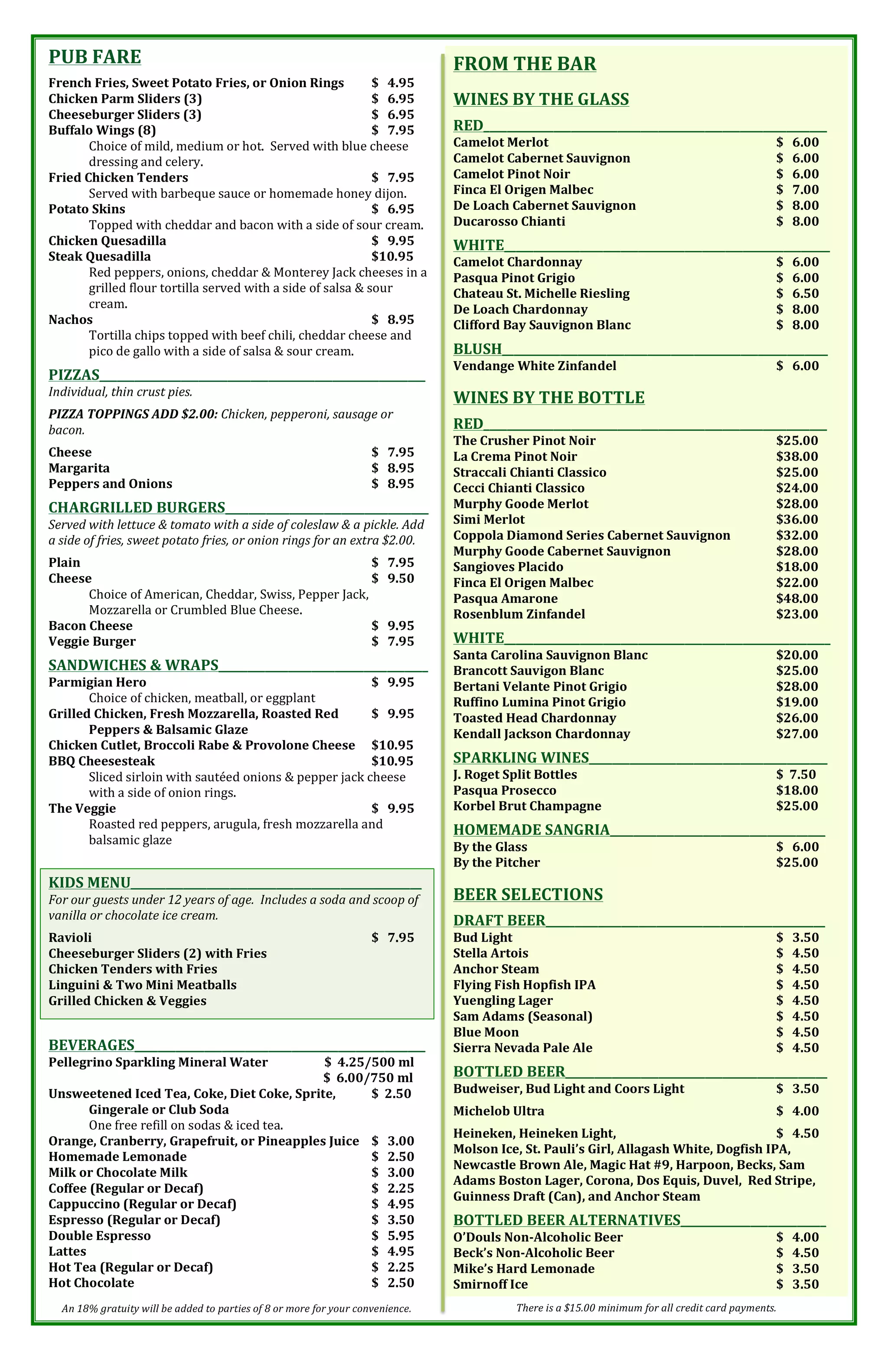 table 42 dinner menu | PDF