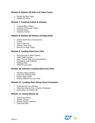Sybase IQ Course Content EDB785 | PDF