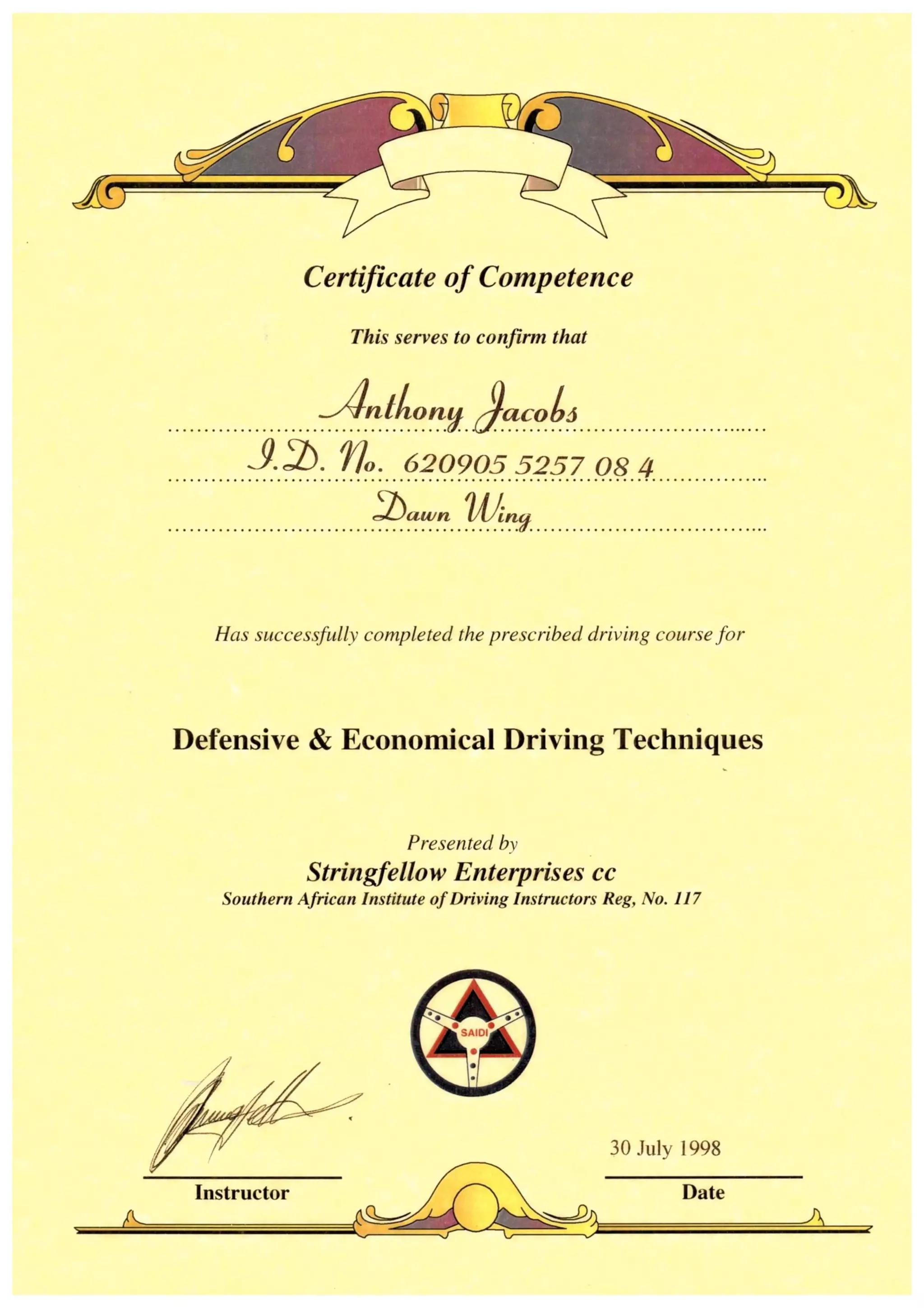 Anthony Defensive Driving | PDF