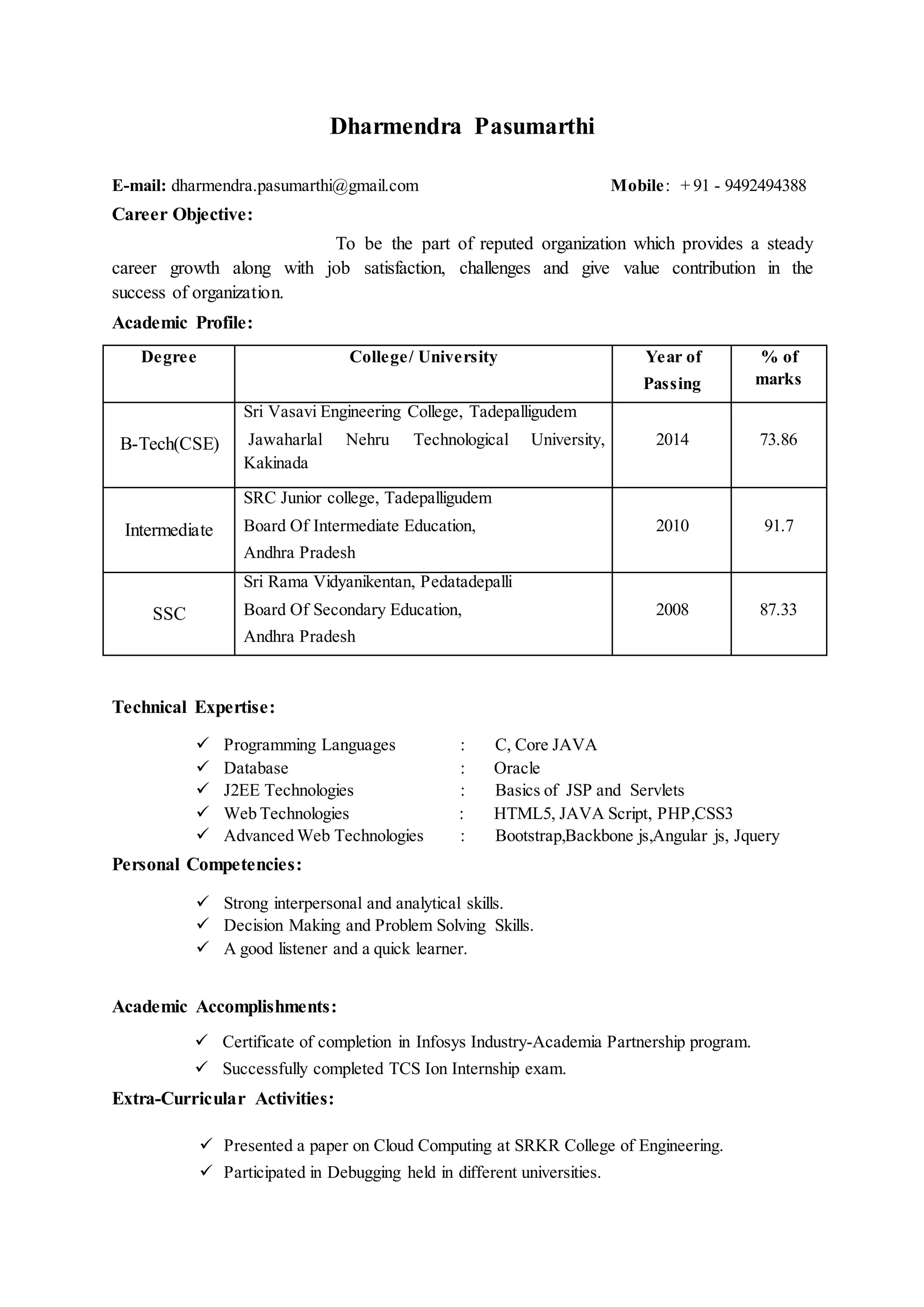 Dharmendra Pasumarthi | DOCX