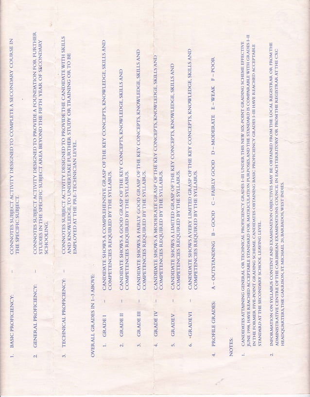 CXC Certificate - 2001 | PDF