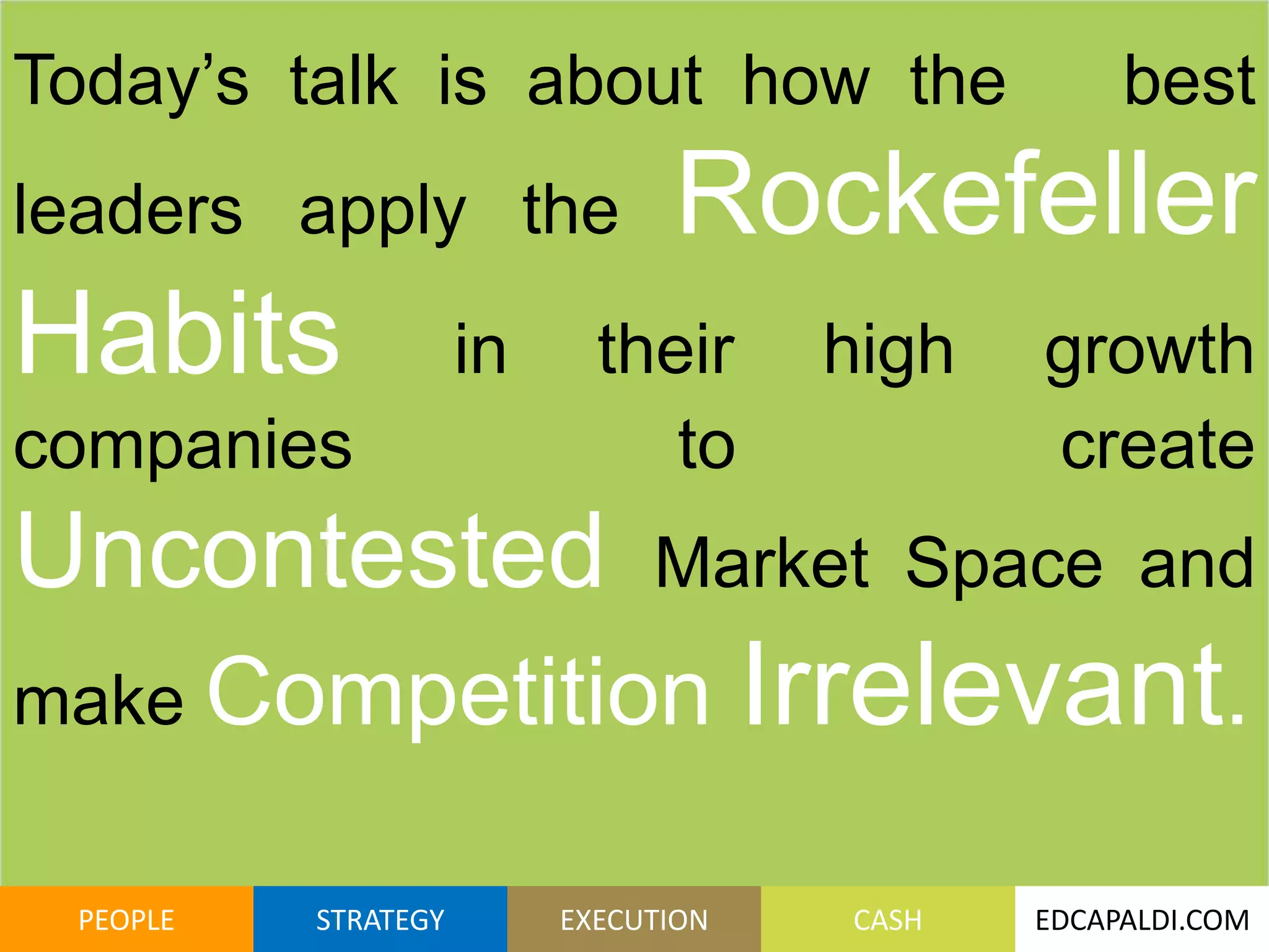 Ed capaldi sme world summit rockefeller habits | PPTX | Business ...