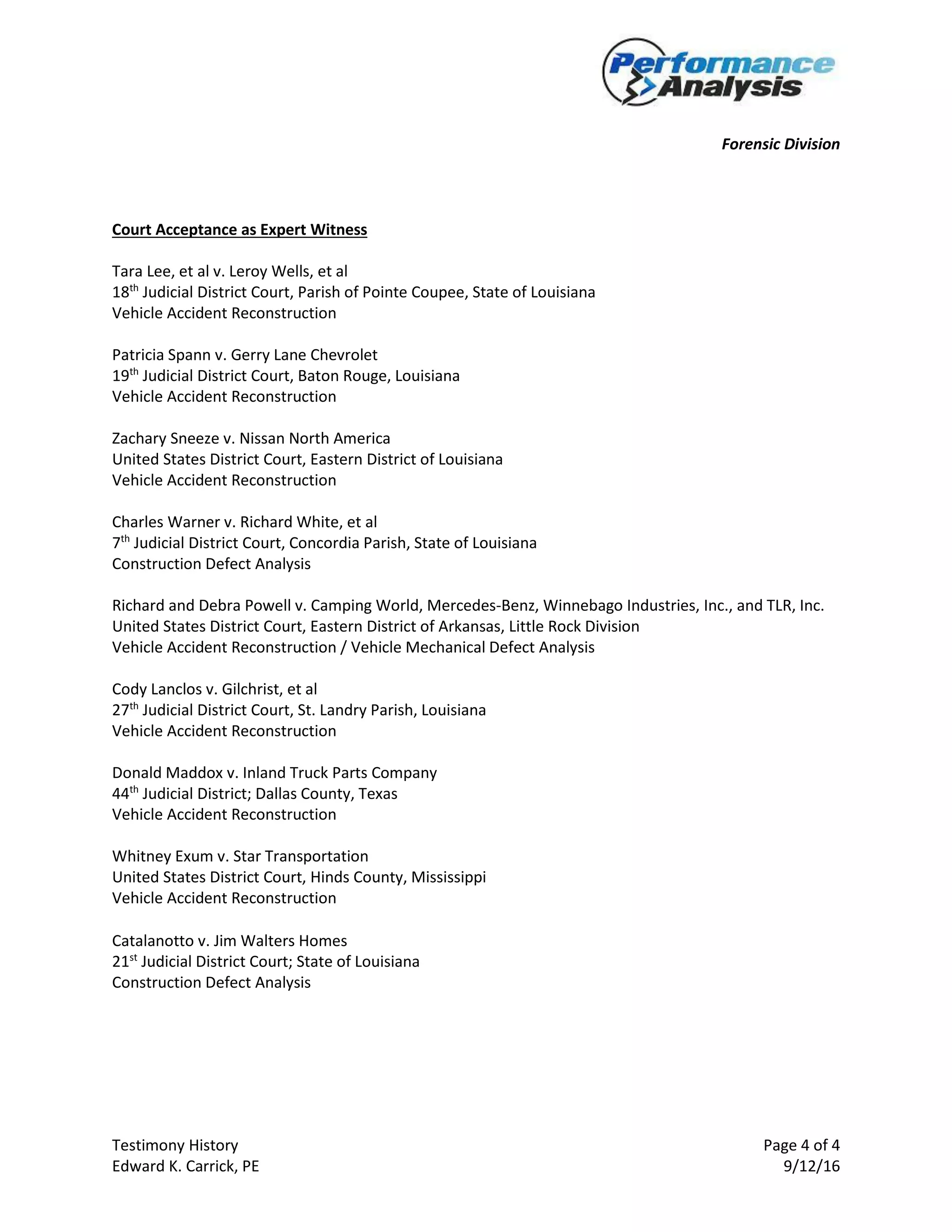 Edward Carrick Testimony History | PDF