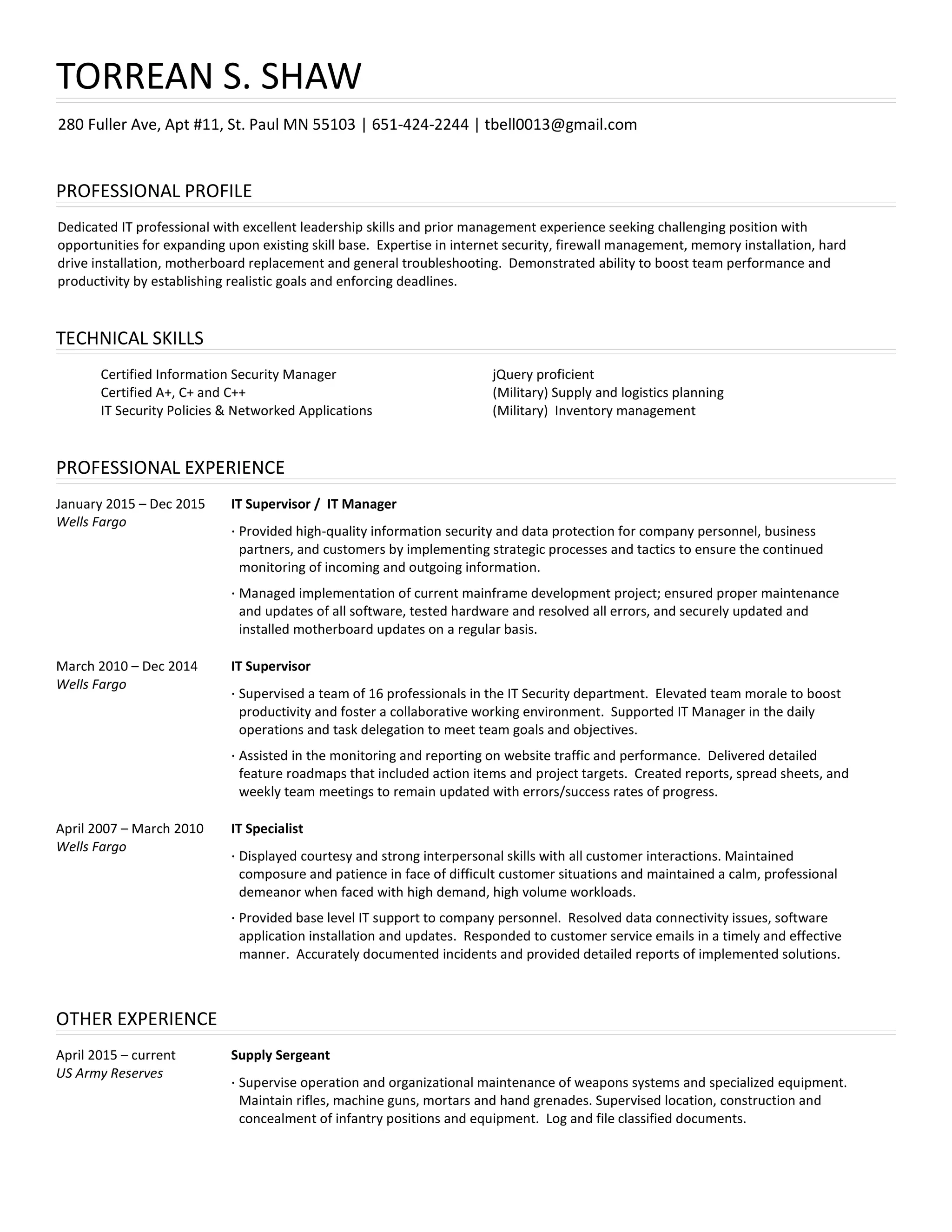Torrean Shaw_Resume 2016 | PDF