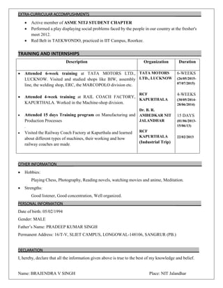Brajendra final RESUME' (1) | PDF