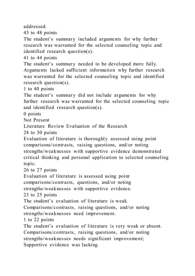 EDCO 745Literature Review Final Grading Rubric CriteriaLeve | PDF