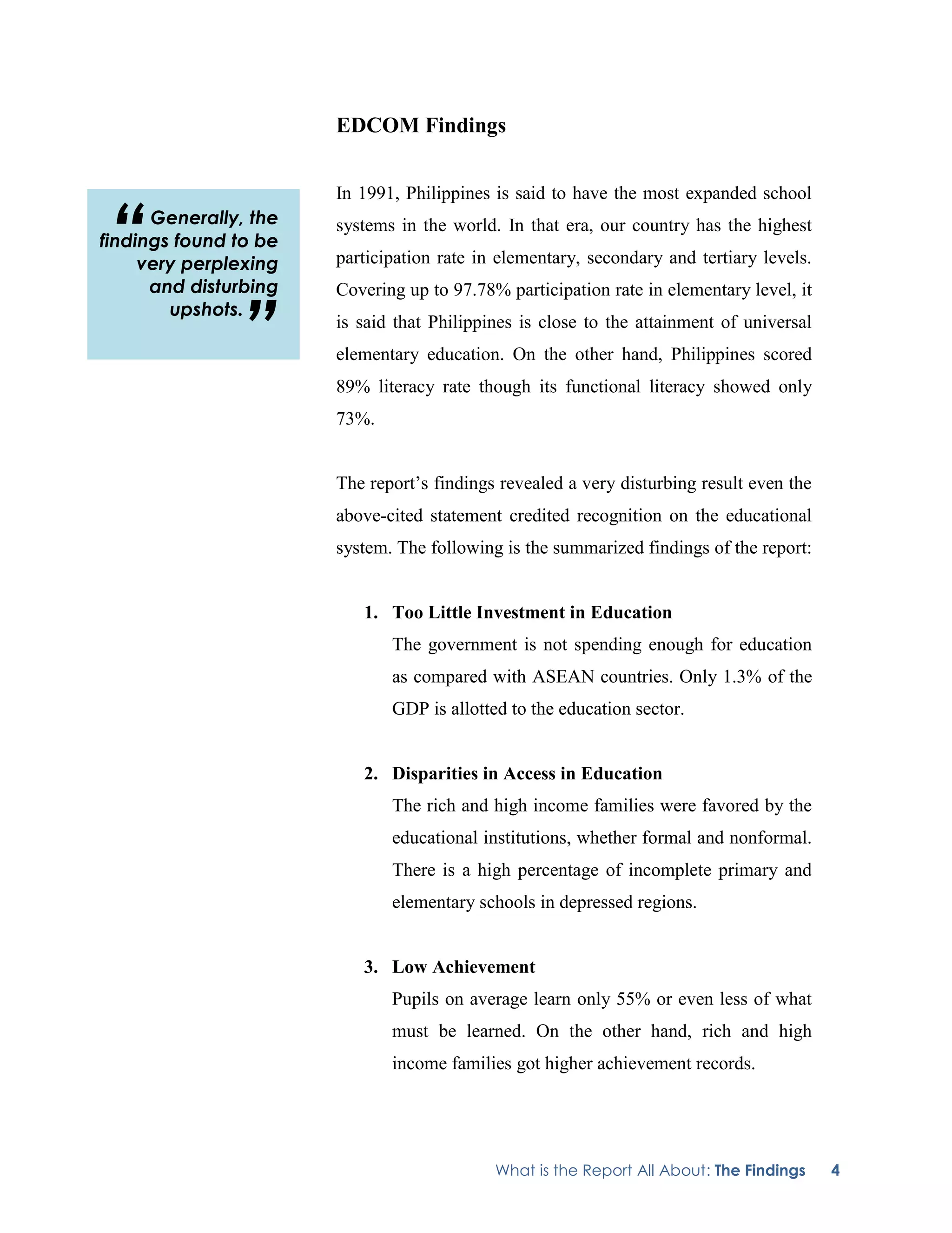 EDCOM Report of 1991 | PDF