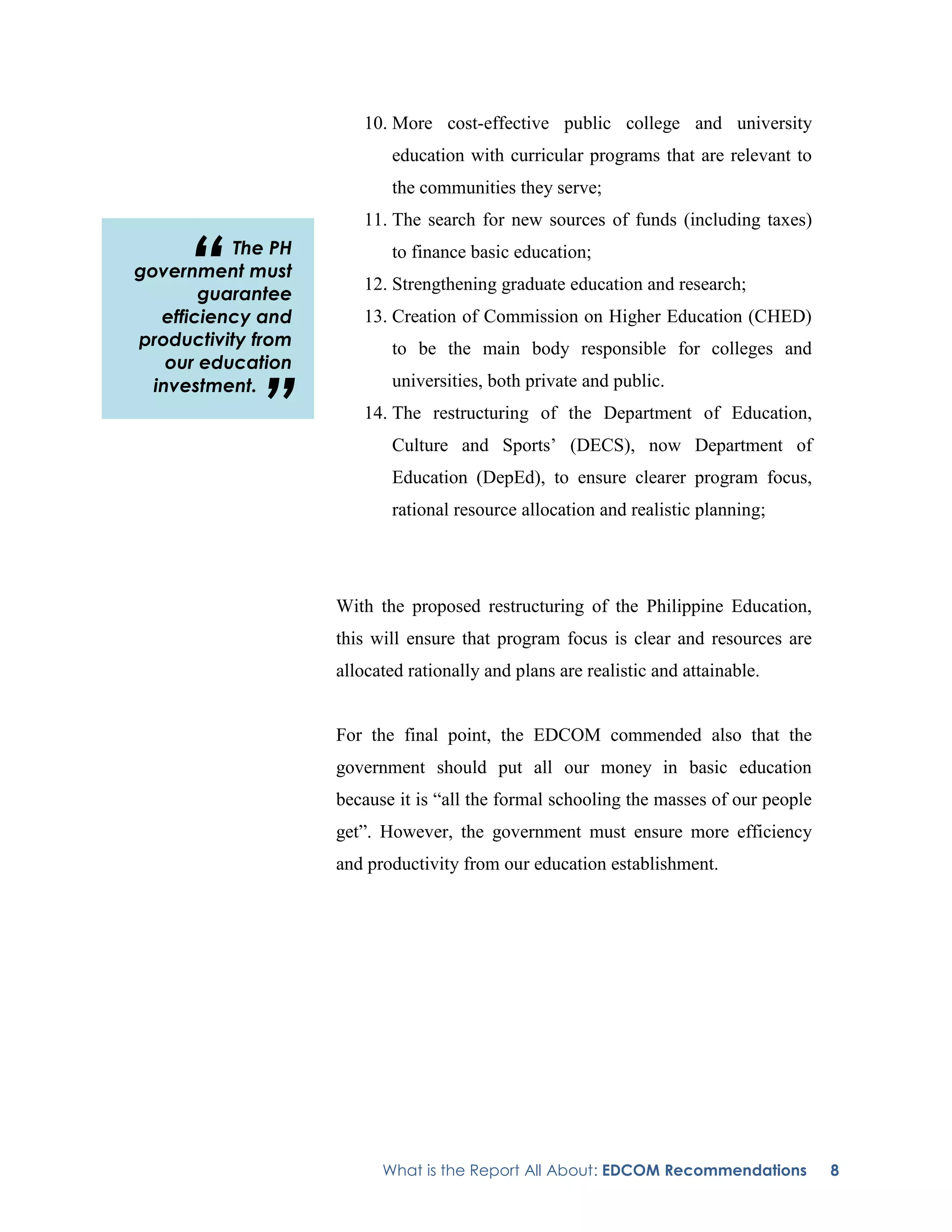 EDCOM Report of 1991 | PDF