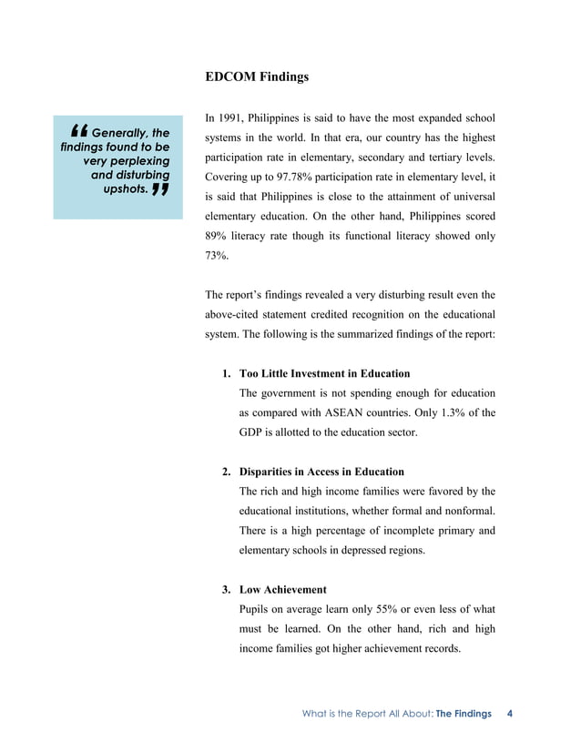 EDCOM Report of 1991 | PDF