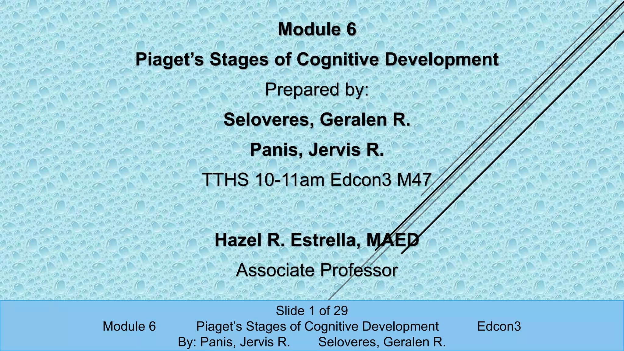 Piaget's Stages of Cognitive Development | PPTX