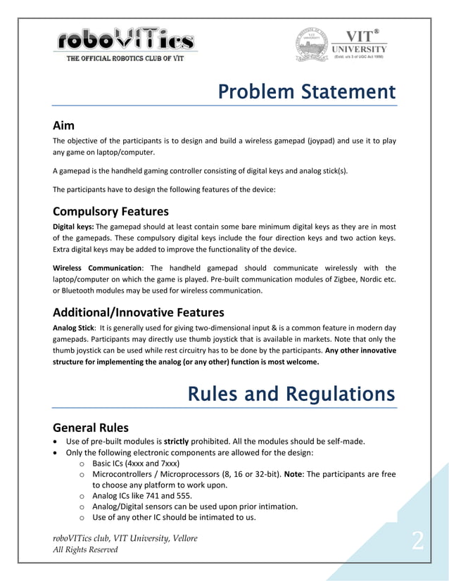 VIT-EDC Problem Statement v1.2 | PDF