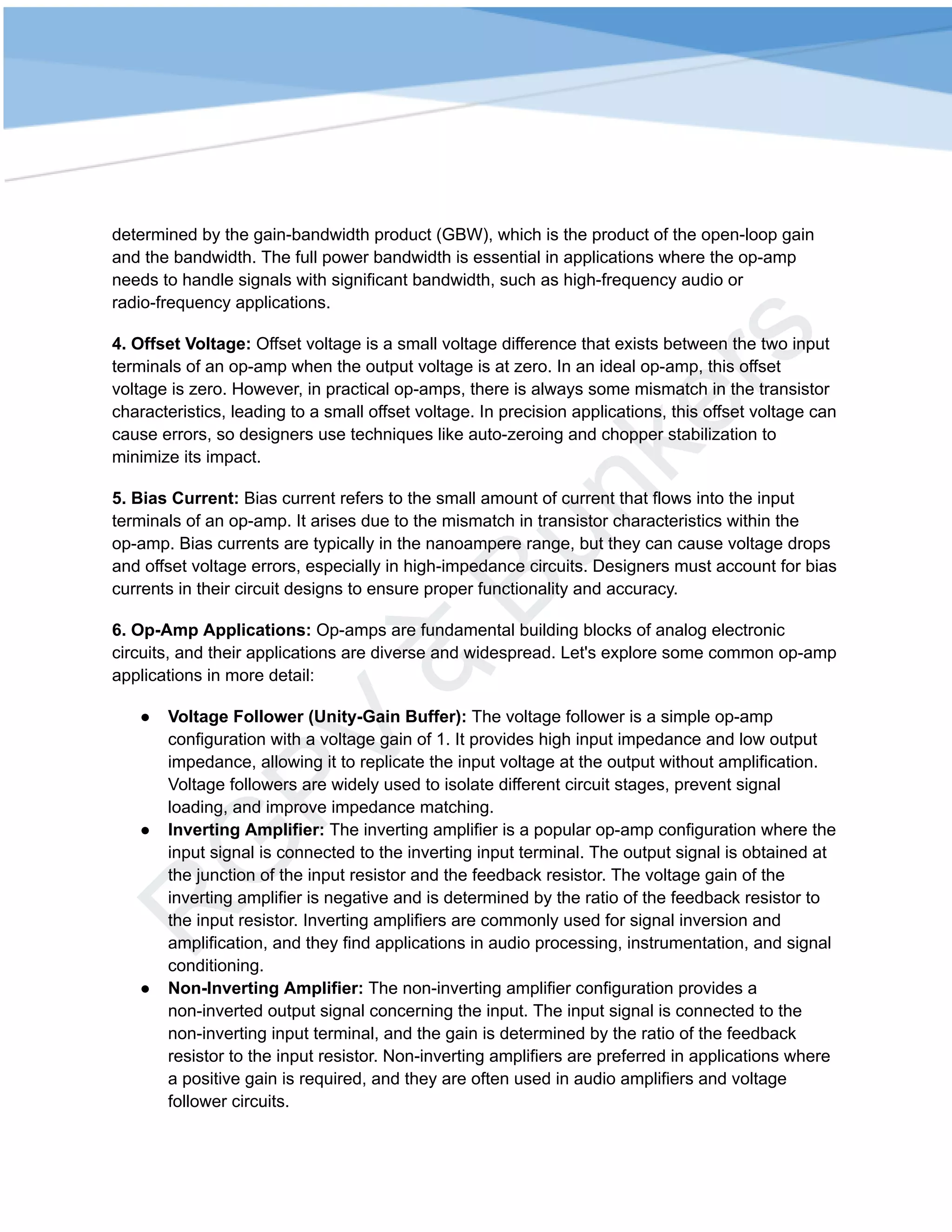 EDC Unit-4 Operational Amplifiers (Op-Amps) | RGPV De Bunkers | PDF
