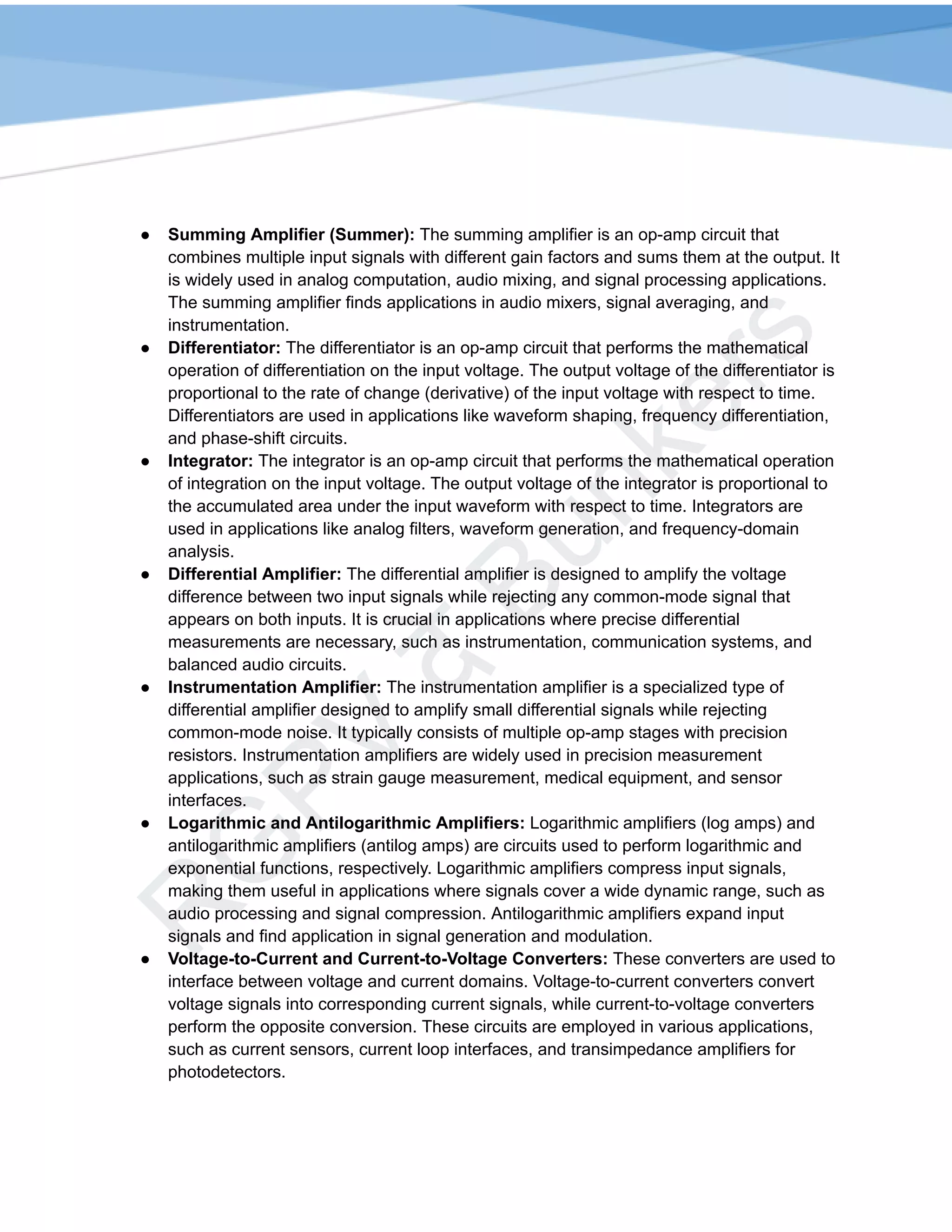 EDC Unit-4 Operational Amplifiers (Op-Amps) | RGPV De Bunkers | PDF