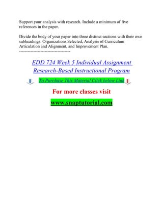 EDD 724 help A Guide to career/Snaptutorial | PDF