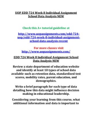 EDD 724 Entire Course NEW | DOCX