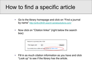 Introduction to Shapiro Library Resources | PPTX