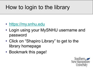 Introduction to Shapiro Library Resources | PPTX