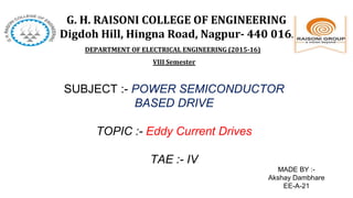 Eddy current drives | PPTX