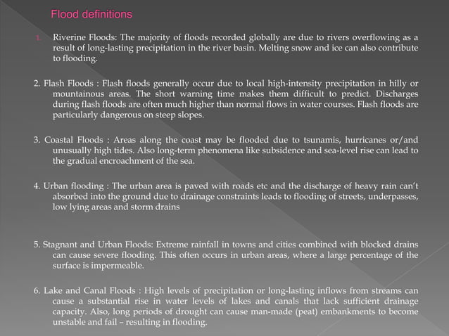types of flood & flood mitigation/management techniques - damages ...