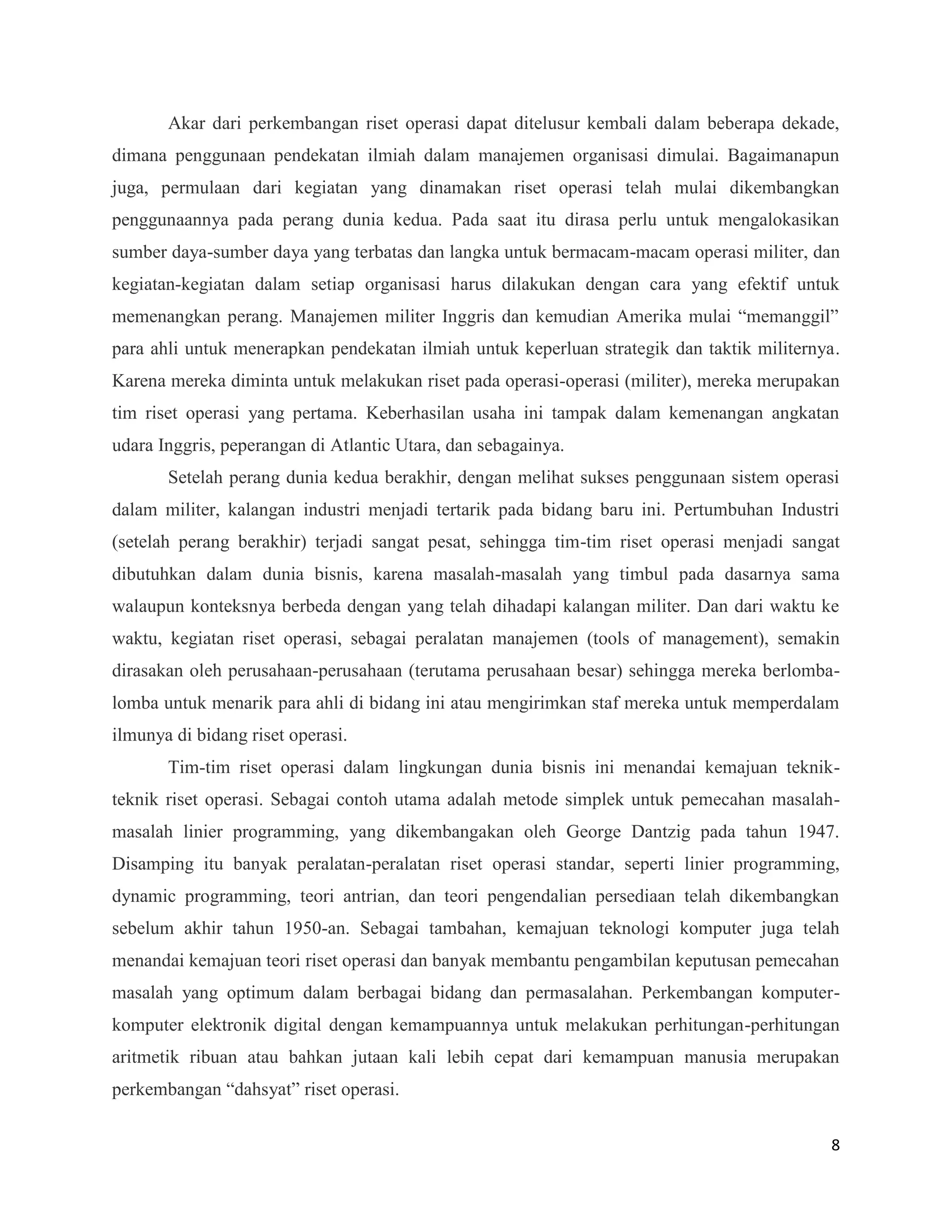 RANGKUMAN DASAR – DASAR OPERATIONS RESEARCH EDISI 2 SEBAGAI TUGAS MATA KULIAH RISET OPERASI | PDF