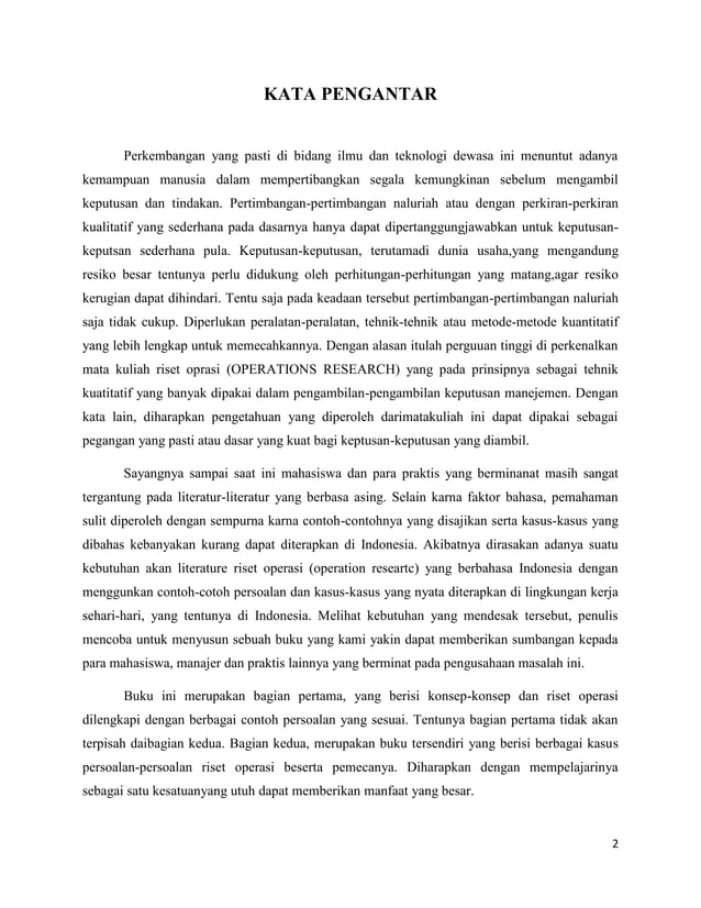 RANGKUMAN DASAR – DASAR OPERATIONS RESEARCH EDISI 2 SEBAGAI TUGAS MATA KULIAH RISET OPERASI | PDF