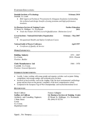 Pat Dempsey CV 2014 | DOCX