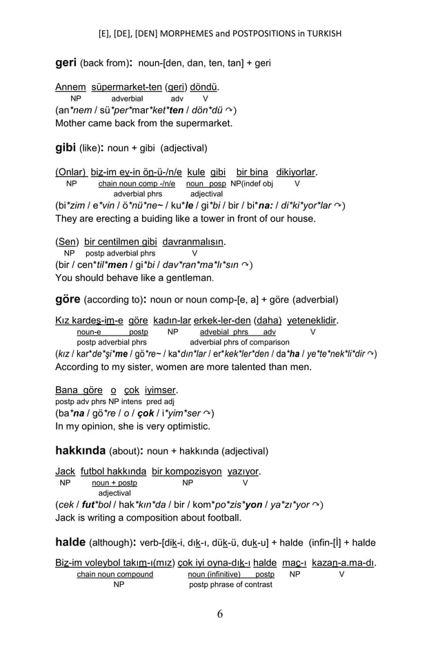 [E], [de], [den] morphemes and postpositions in turkish signed | PDF