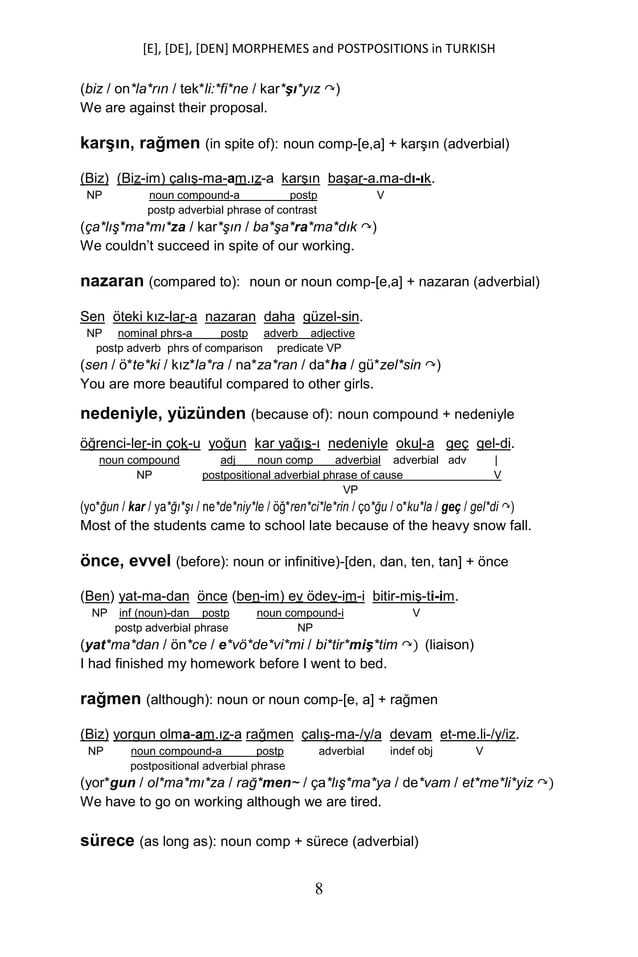 [E], [de], [den] morphemes and postpositions in turkish signed | PDF