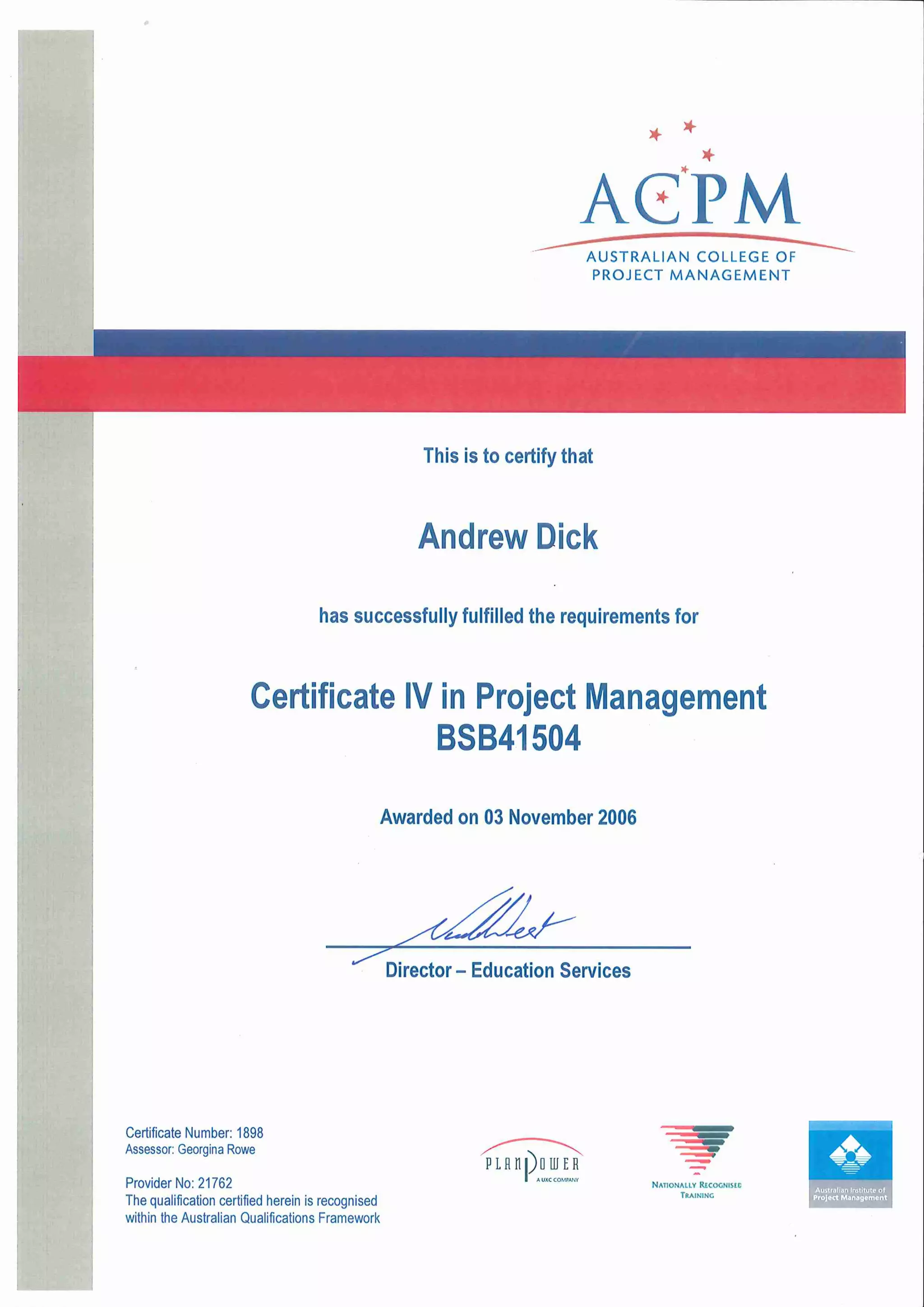 008_Cert IV in PM Certificate | PDF