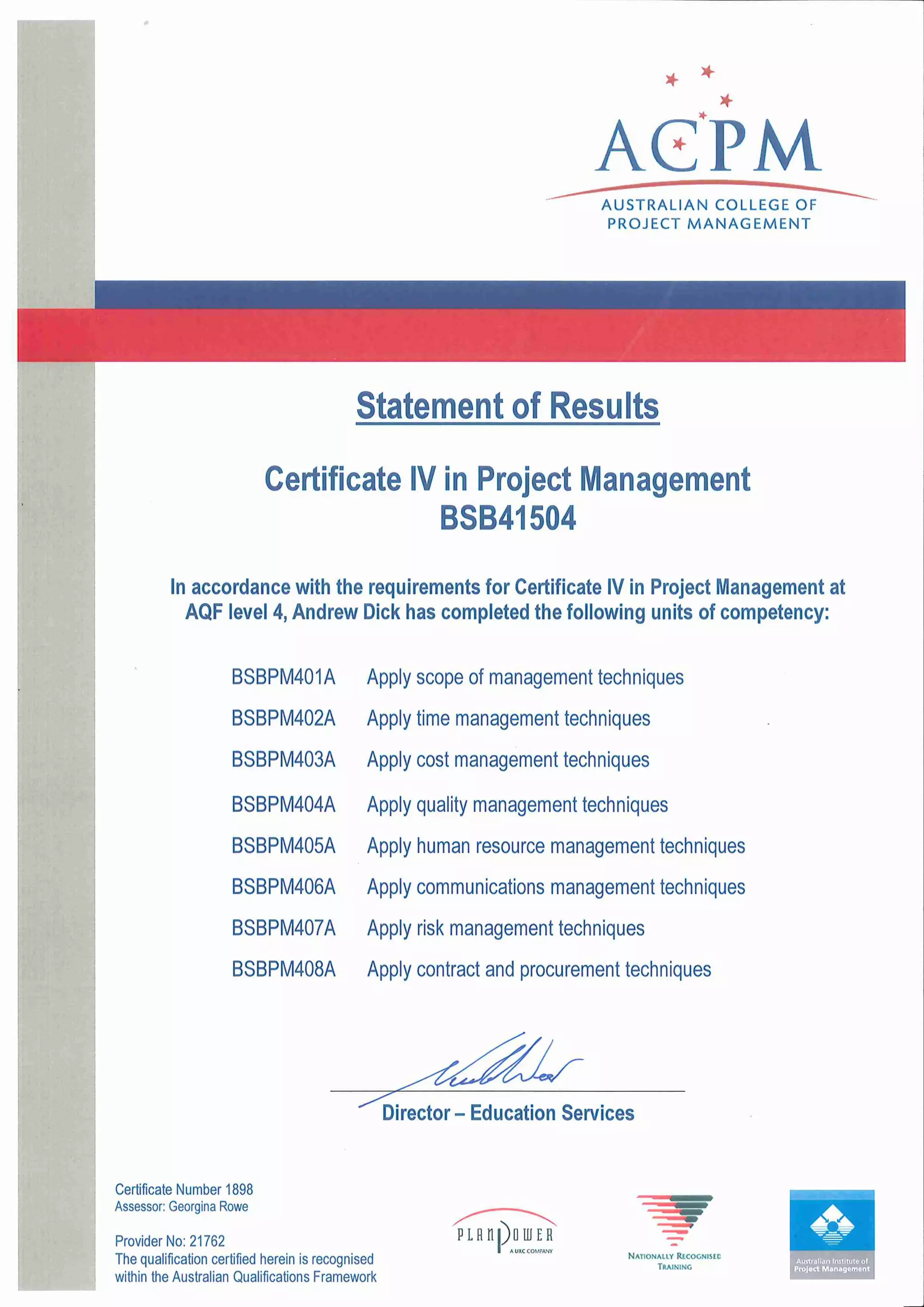 008_Cert IV in PM Certificate | PDF