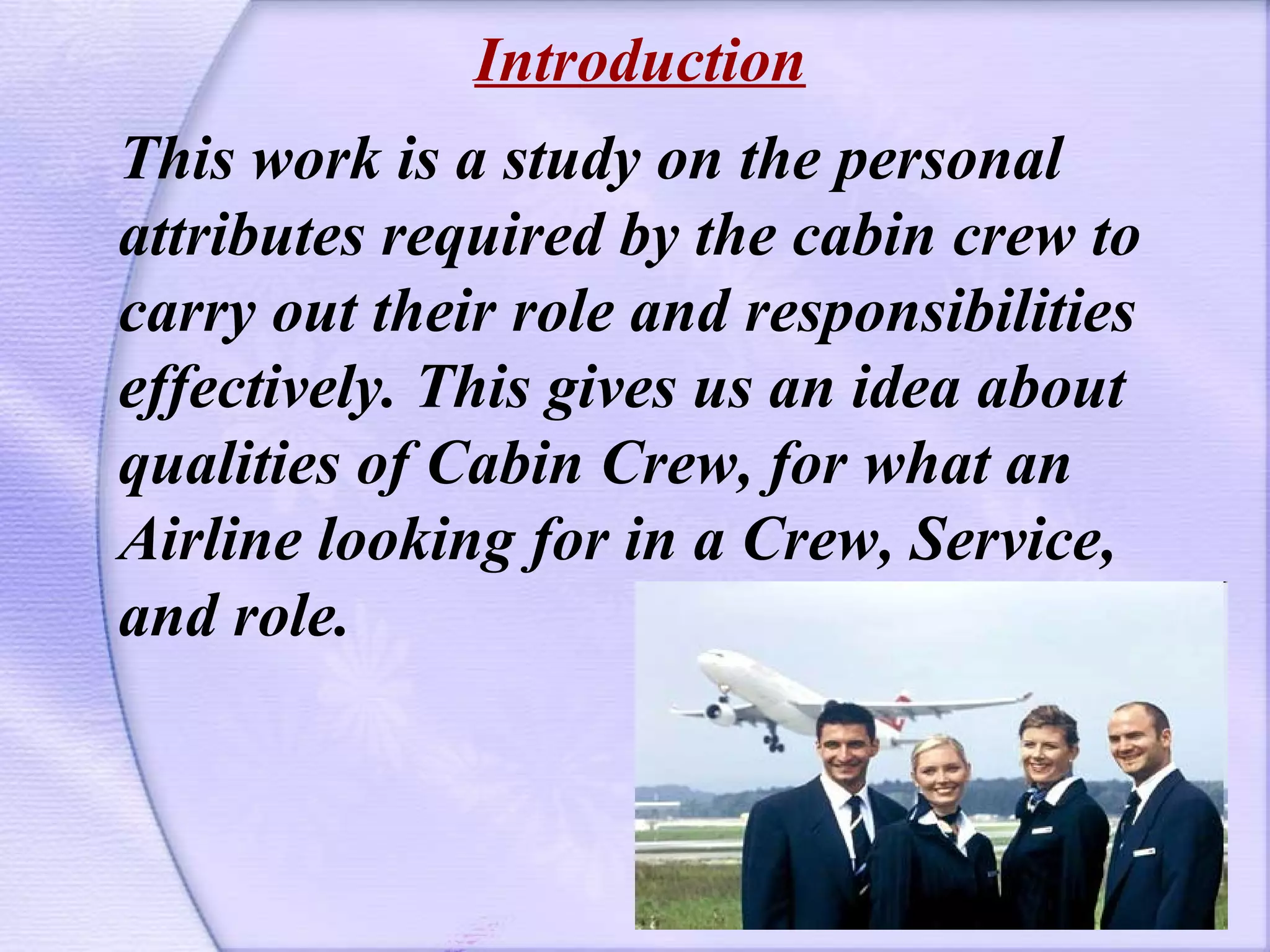 Aviation presentation Cabin Crew | PPT