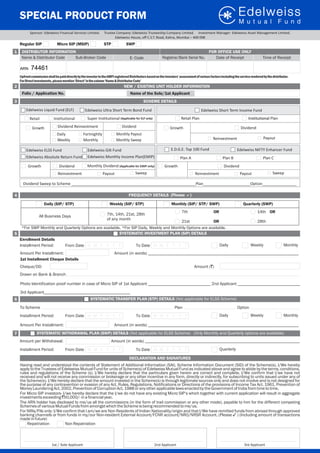 Edelweiss mutual fund common application form with kim | PDF