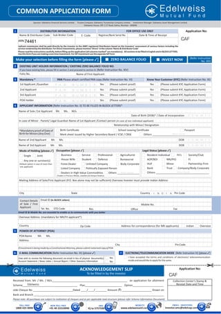 Edelweiss mutual fund common application form with kim | PDF