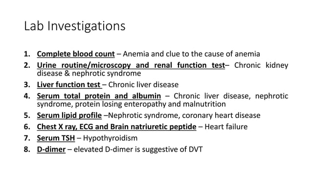 Approach to Pedal Edema (for undergraduates) | PPTX | Blood Disorders ...