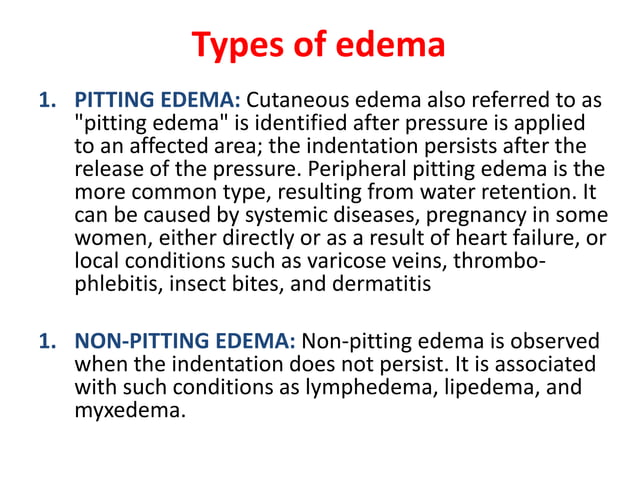 EDEMA, oedema, mechanism of edema, types | PPTX | Chemistry | Science