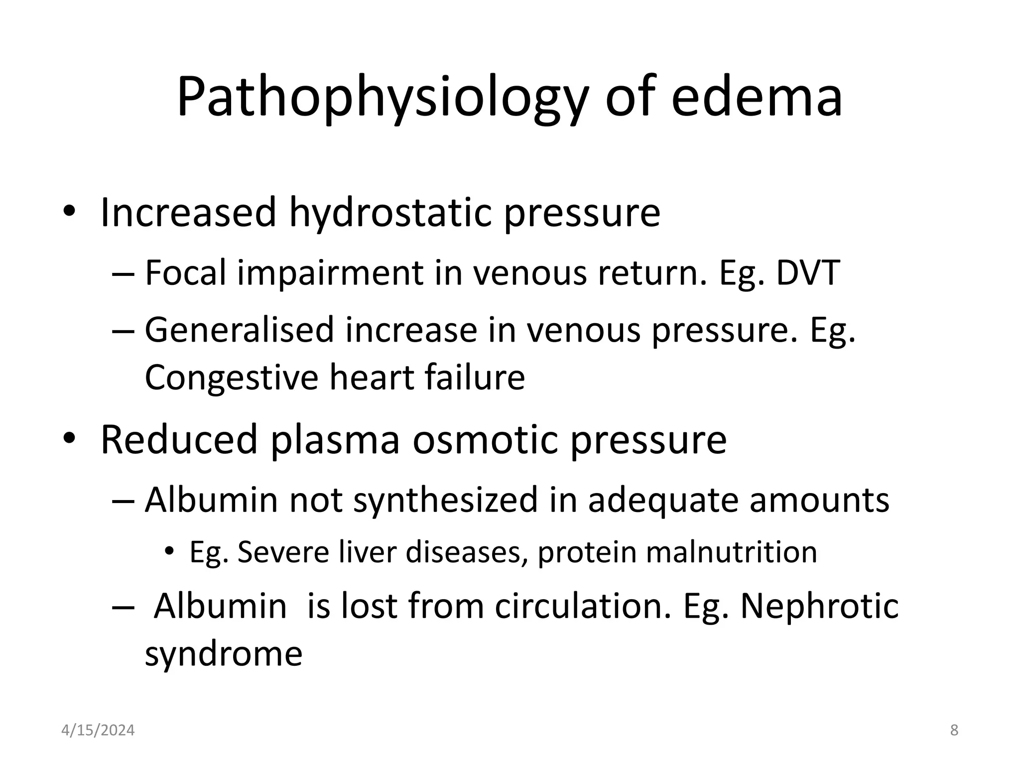 edema and shock Definition, pathogenesis and morphology | PPTX