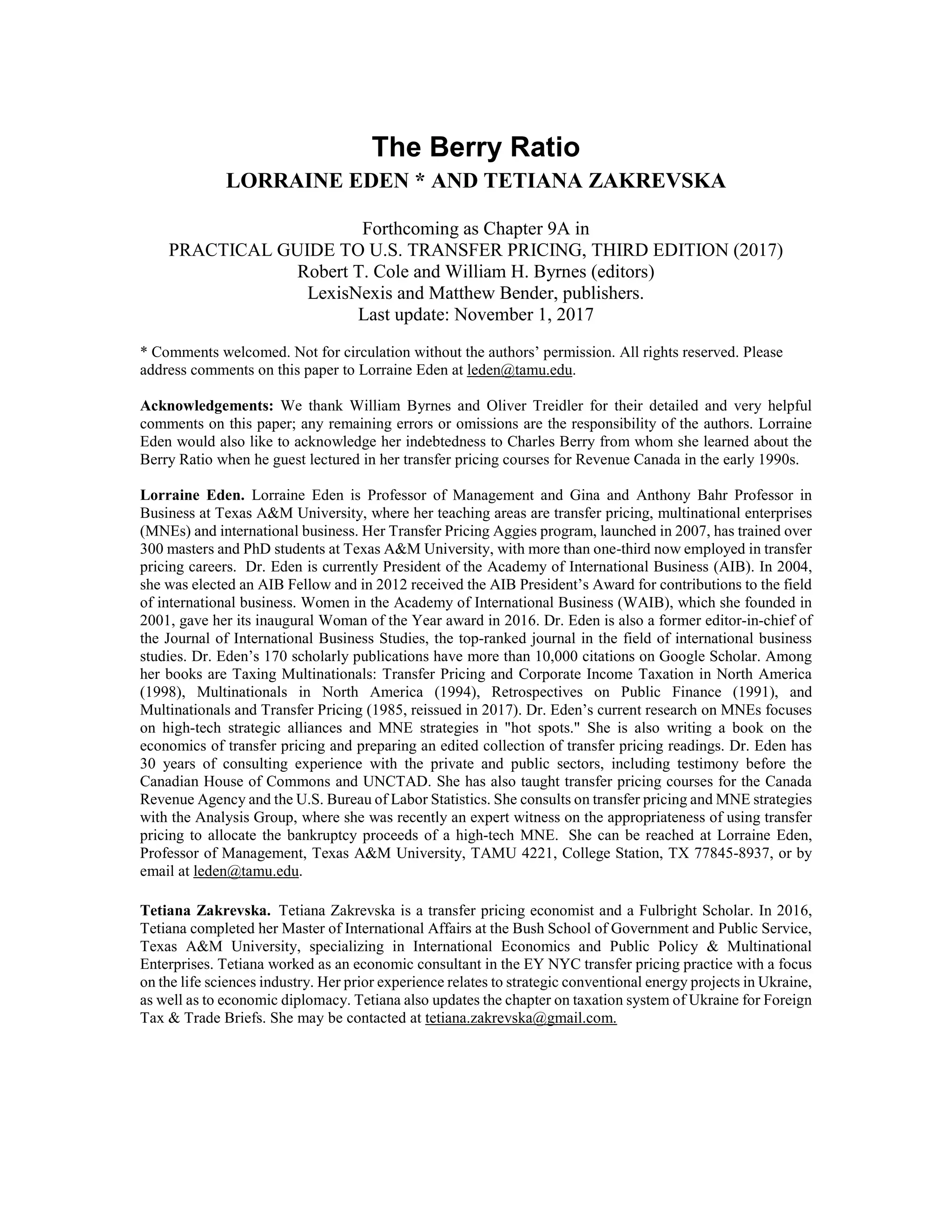 THE BERRY RATIO | PDF