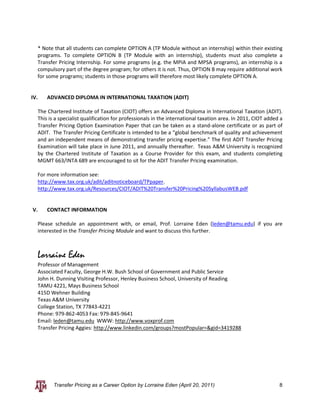 TRANSFER PRICING AS A CAREER OPTION | PDF