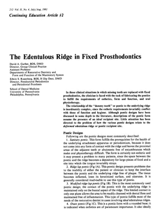 The Edentulous Ridge in Fixed Prosthodontics | PDF
