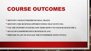 Support system to start a business. Subject : Entrepreneurship ...