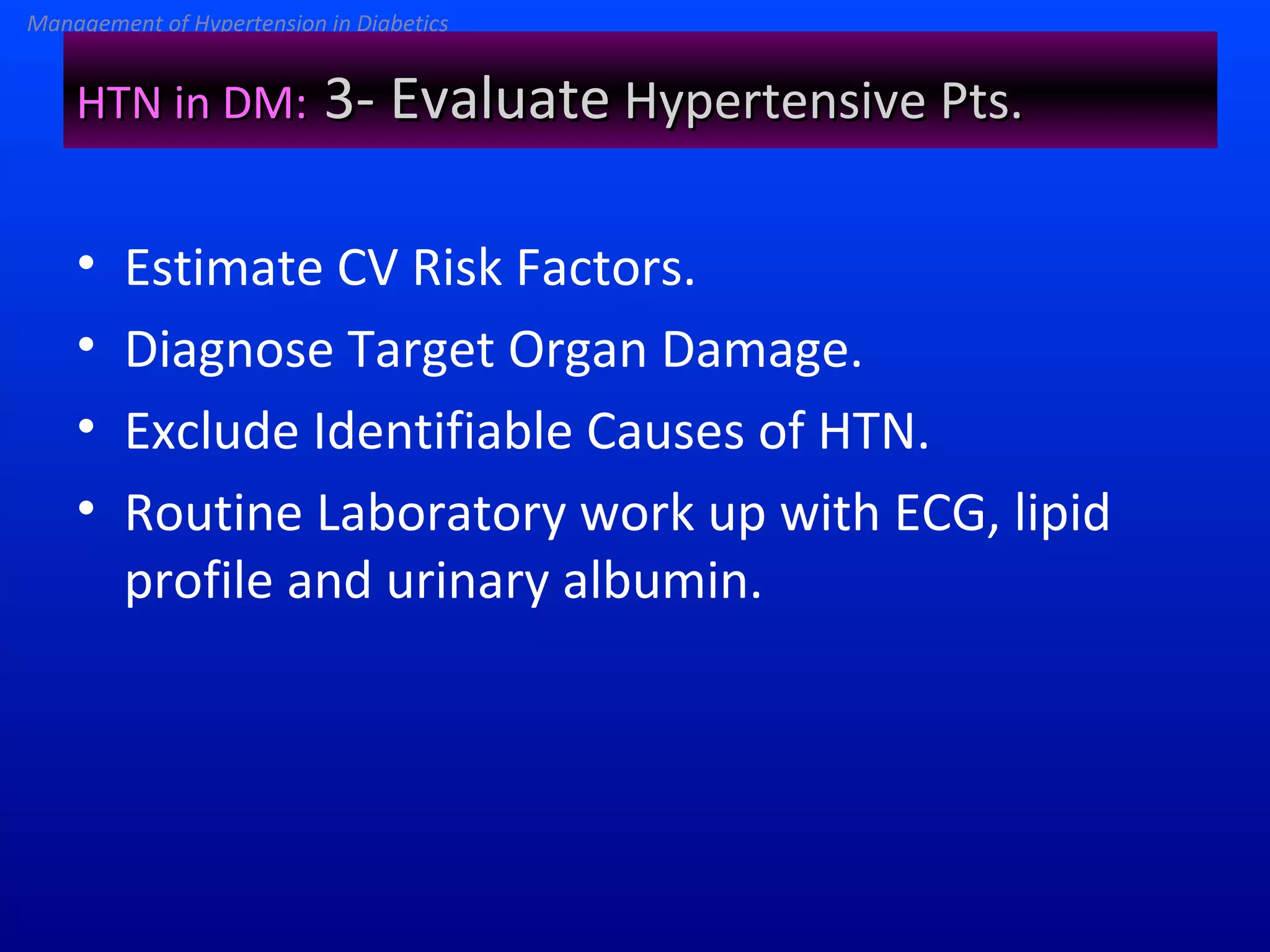 Management of hypertension in diabetes | PPT