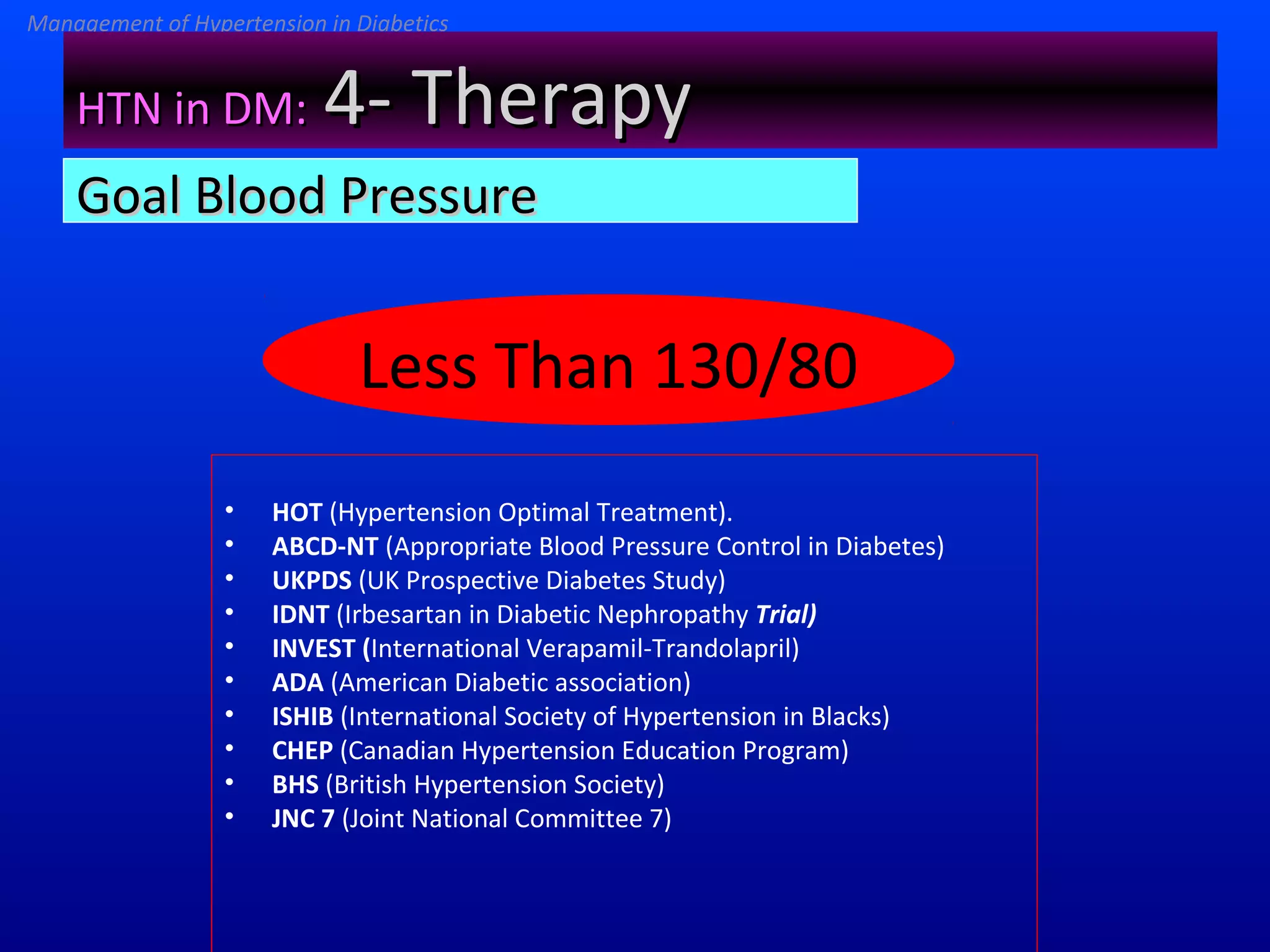 Management of hypertension in diabetes | PPT