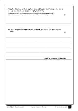 Edexcel GCSE PE More Sample Assessment Material | PDF